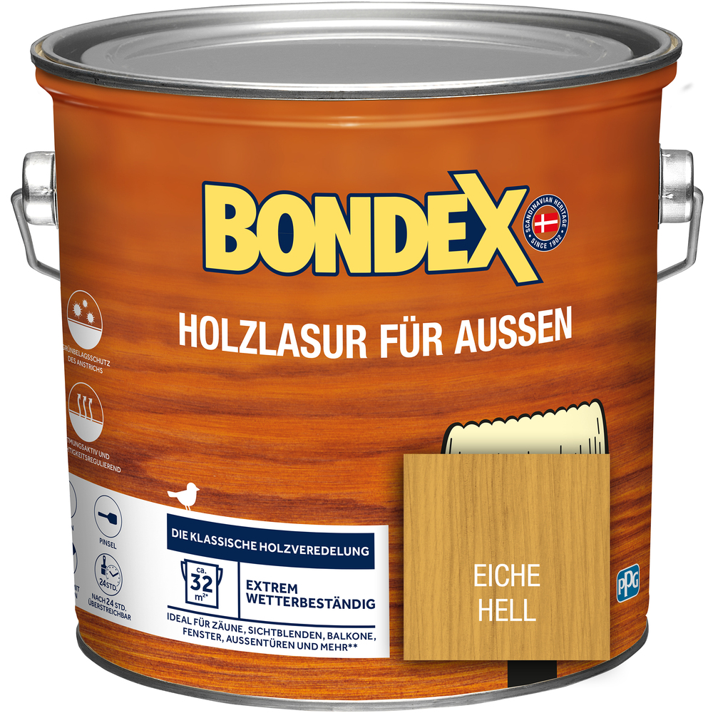 BONDEX Holzlasur für Aussen Eiche hell 2,5 Liter | Sonderpreis Baumarkt